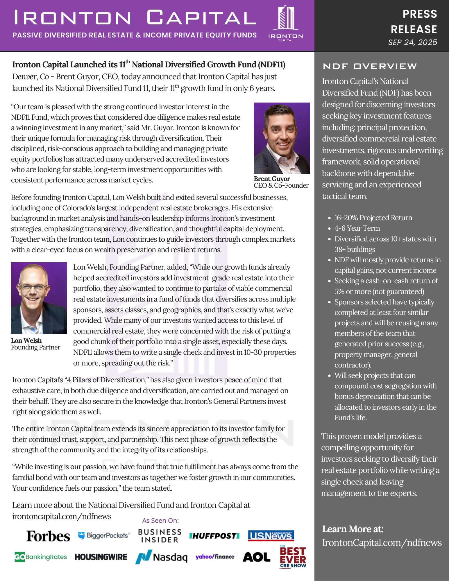 Ironton Capital Launched its 11th National Diversified Growth Fund ...